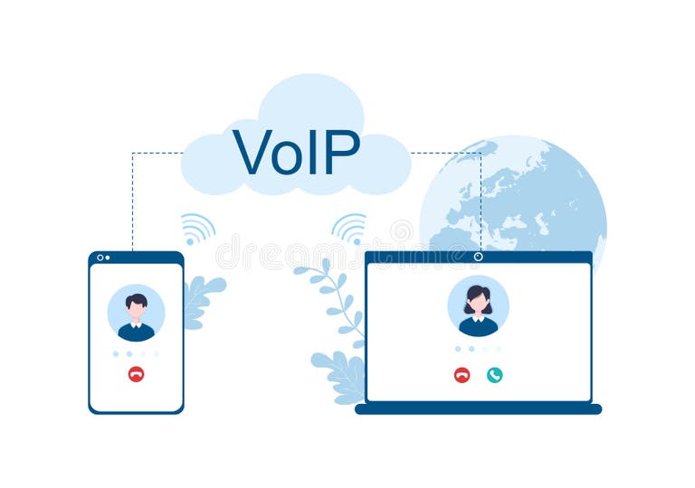 VOIP or Voice Over Internet Protocol with Telephony Scheme Technology and Network Phone Call ...