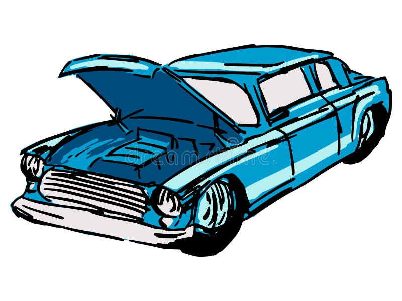 Voiture Avec Le Capot Ouvert Illustration de Vecteur - Illustration du ...