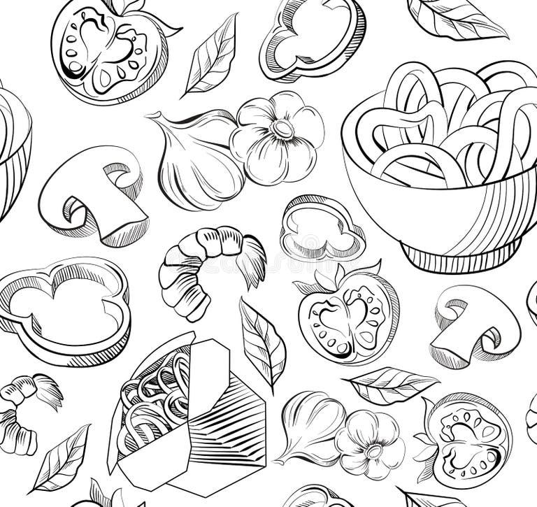 Vok vector pattern stock vector. Illustration of pasta - 74362360