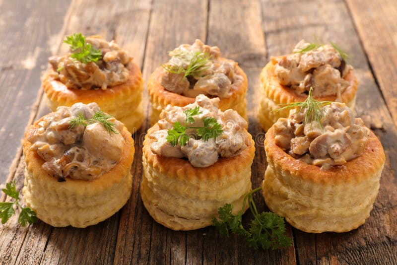 Vol au vent stock image. Image of wood, filling, canape - 131999477