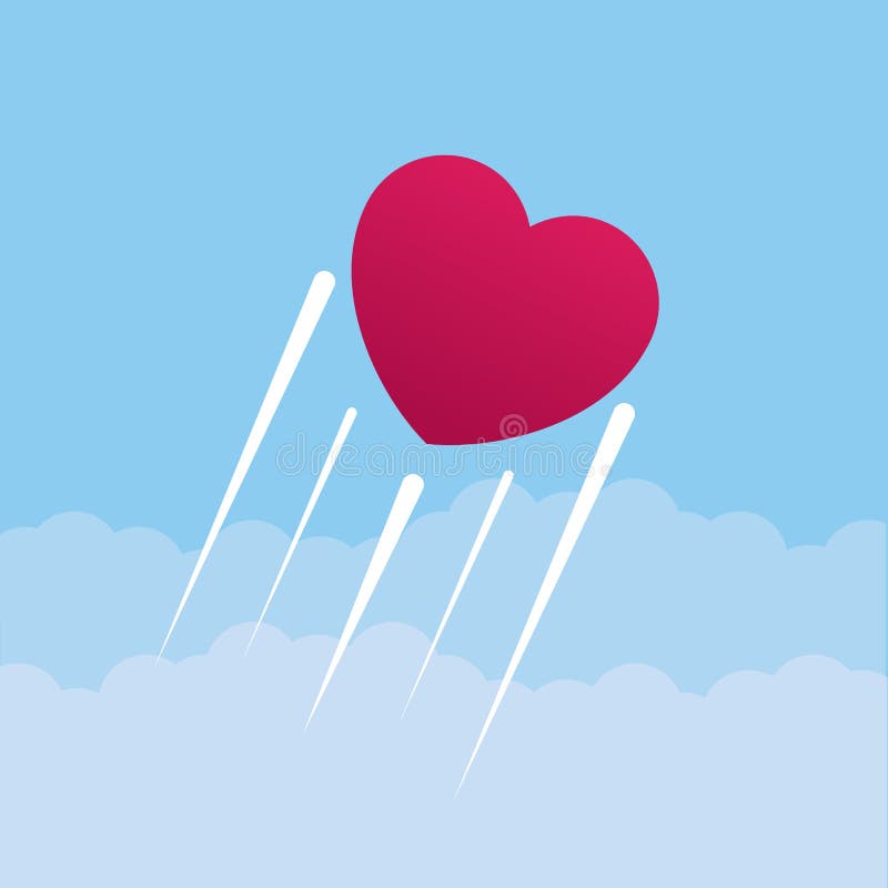 Cœur volant dans le ciel illustration de vecteur. Illustration du ...