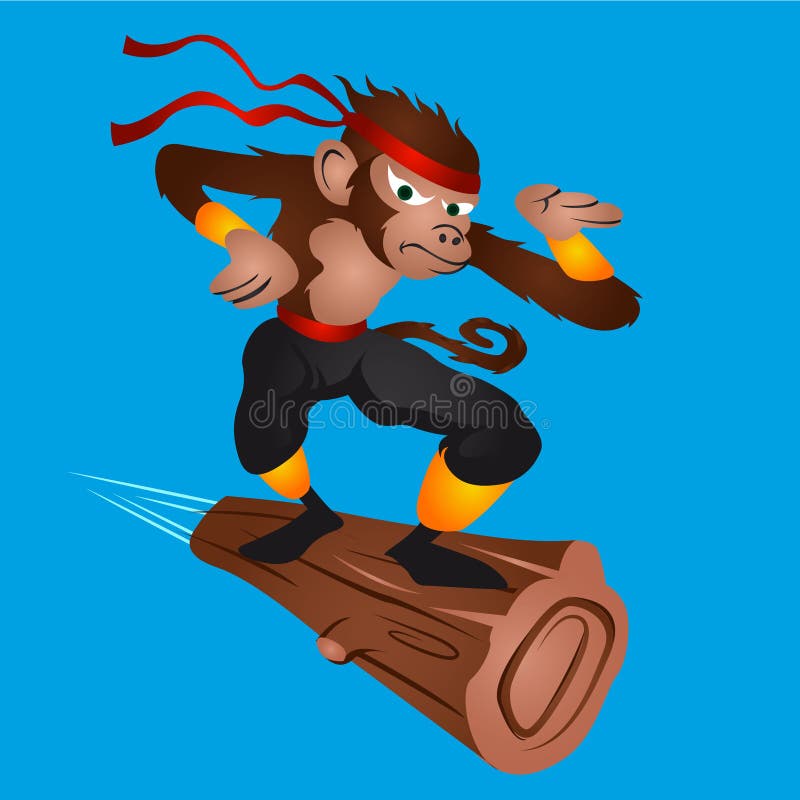 Vol de Ninja de singe illustration de vecteur. Illustration du mouche ...