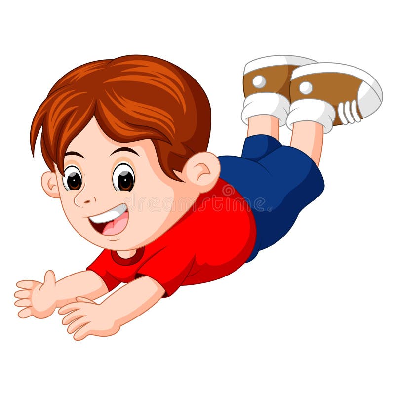 Vol Heureux De Pose D'enfants De Bande Dessinée Illustration de Vecteur ...