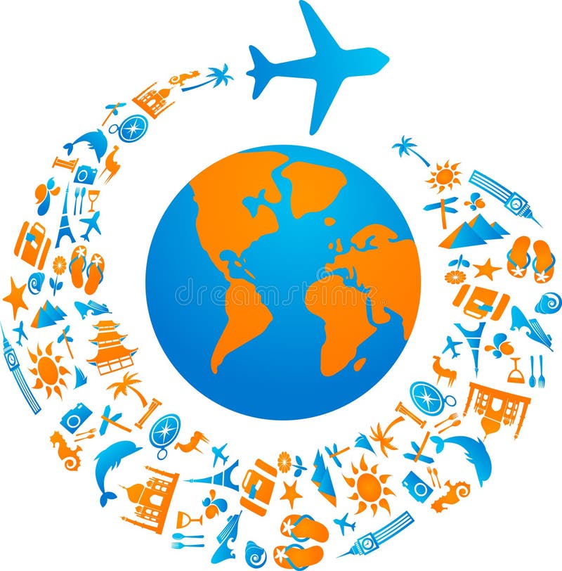 Volando intorno al mondo illustrazione vettoriale. Illustrazione di ...