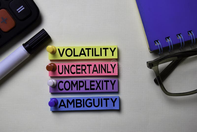 Volatility Uncertainly Complexity Ambiguity - VUCA Text on Sticky Notes ...