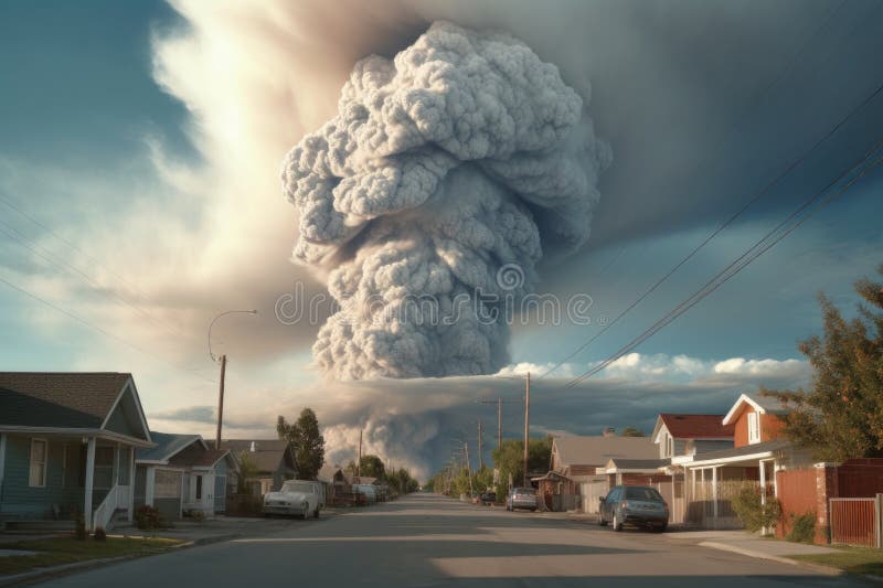 Volcanic Ash Cloud Engulfing the Sky Stock Illustration - Illustration ...