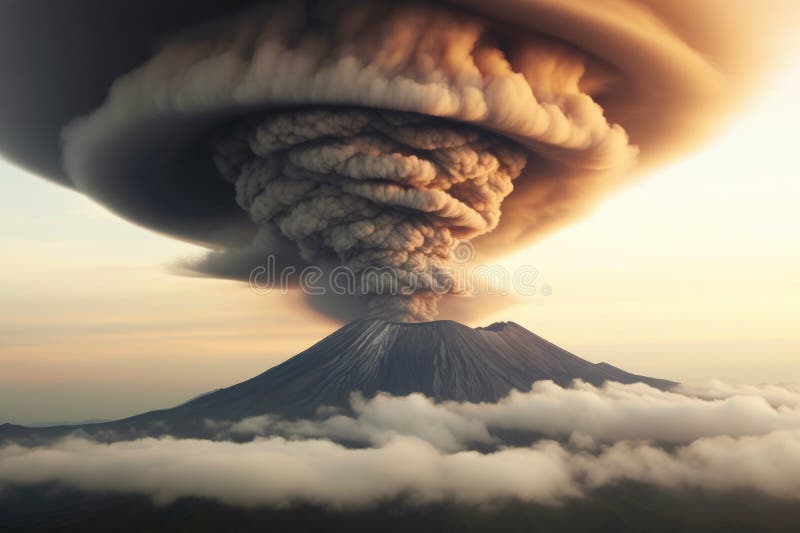 Volcanic Ash Cloud Forming Smoke Rings Pattern Stock Illustration ...