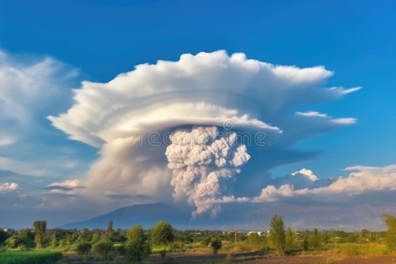Volcanic Ash Cloud Rising High into the Sky Stock Illustration ...