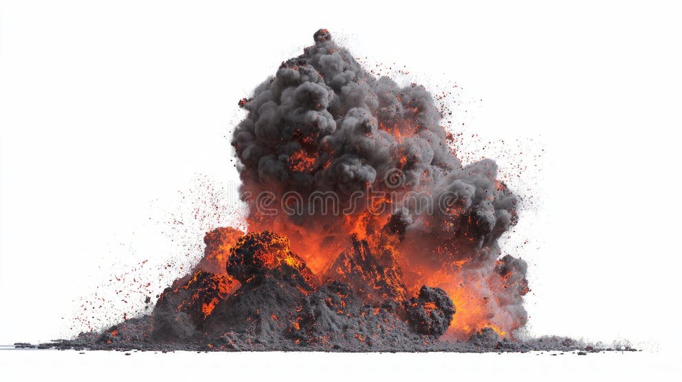 Volcanic Ash Explosion with Glowing Lava Bits Stock Photo - Image of ...