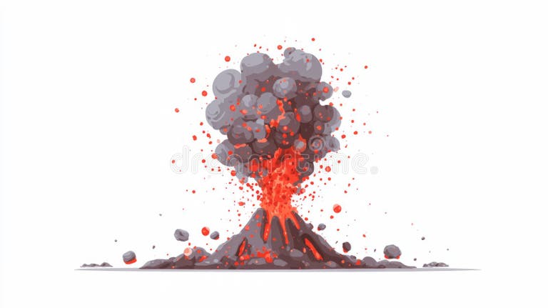 Volcanic Ash Explosion with Glowing Lava Bits Stock Photo - Image of ...