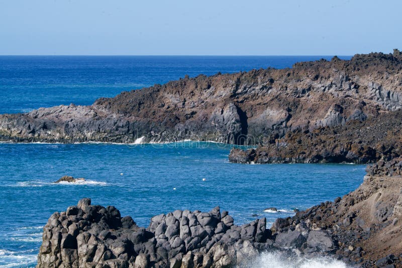 Volcanic Bay with Sea Water Stock Photo - Image of resort, crater ...