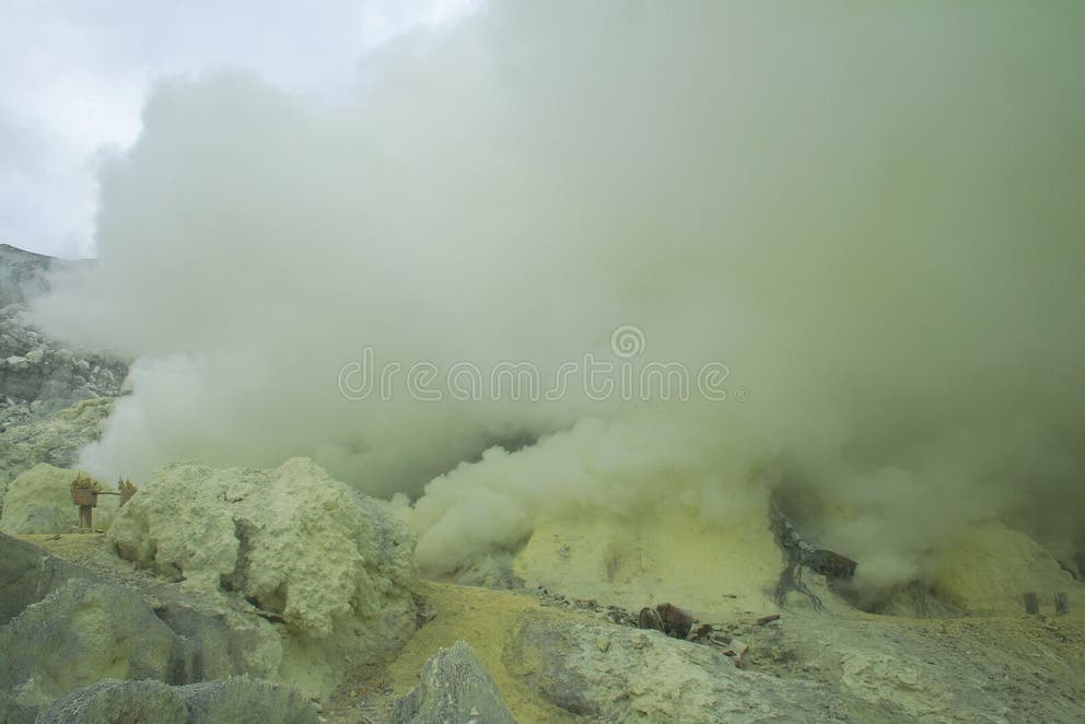 Volcanic Crater Kawah Ijen - East Java Stock Image - Image of fantastic ...