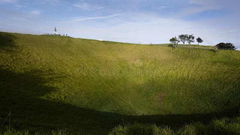 Volcanic Crater at Mt Eden Summit, Auckland Stock Photo - Image of ...