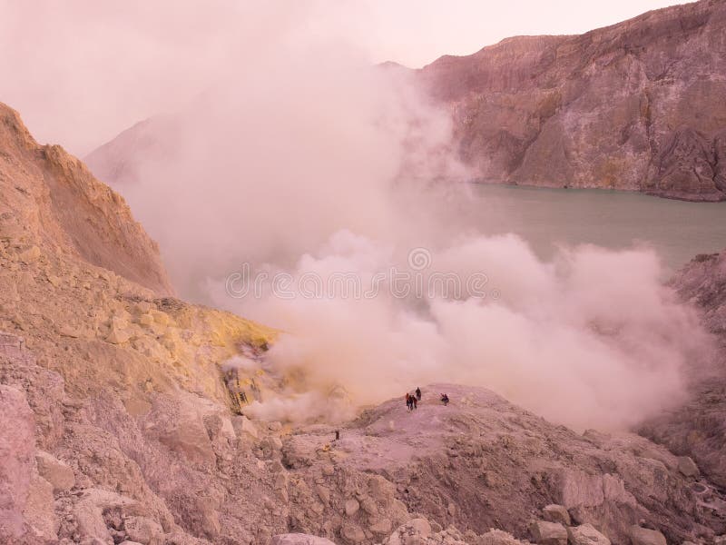 Volcanic Crater, Mt Ijen, Indonesia Stock Image - Image of flame ...