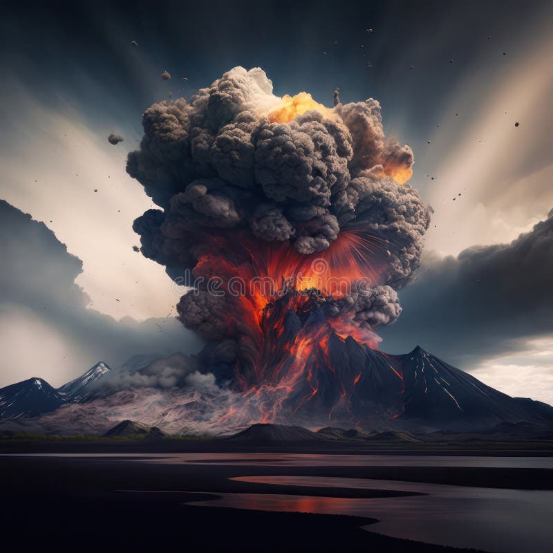 Volcanic Eruption Accompanied by the Release of Lava and Ash ...