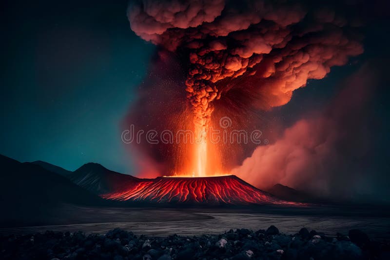 Volcanic Eruption, an Active Volcano Ejecting Lava into the Air ...