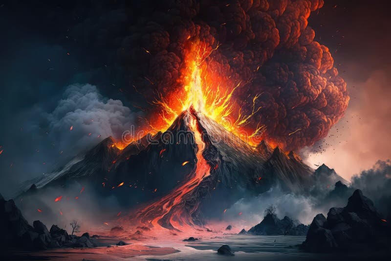 Volcanic Eruption, Ash Cloud, Lava Flows, Fire and Explosions ...