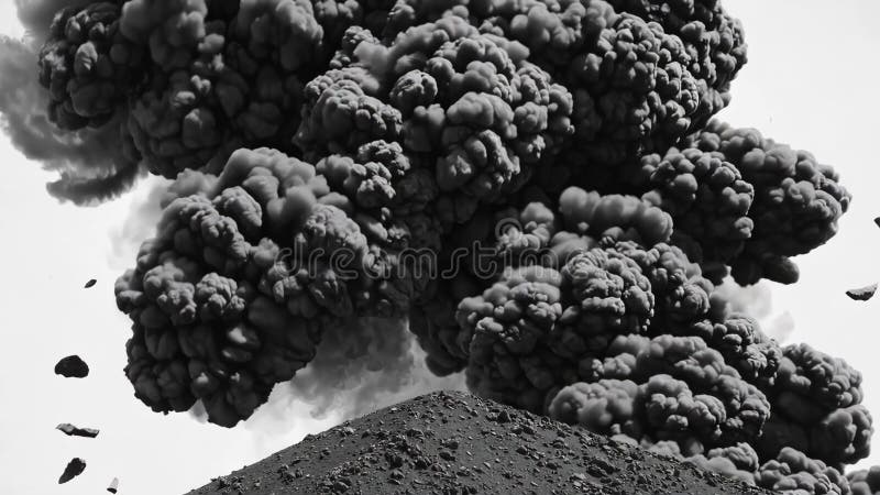 Volcanic Eruption with Ash Cloud Over Mountain, Dramatic Scene. Natural ...