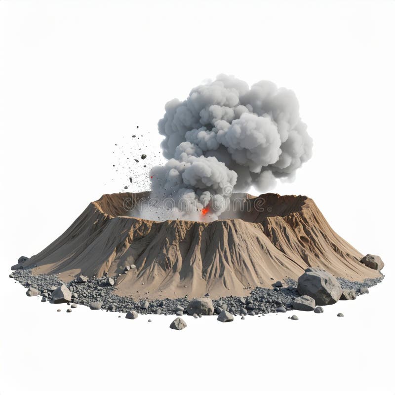 Volcanic Eruption with Ash and Smoke Plume Stock Illustration ...