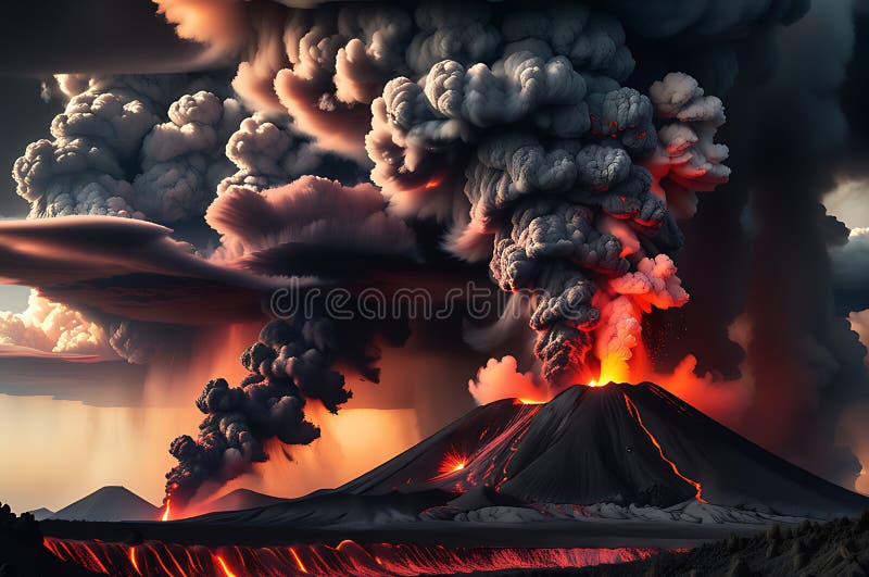 Volcanic Eruption Captured in Chiaroscuro Effect, Towering Plume of Ash ...