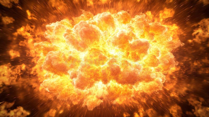 Volcanic Eruption Creates a Massive Explosion of Fire and Ash Against a ...