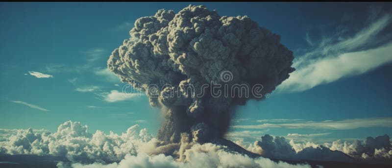 Volcanic Eruption Creates Powerful Ash Plume Rising Dramatically into ...