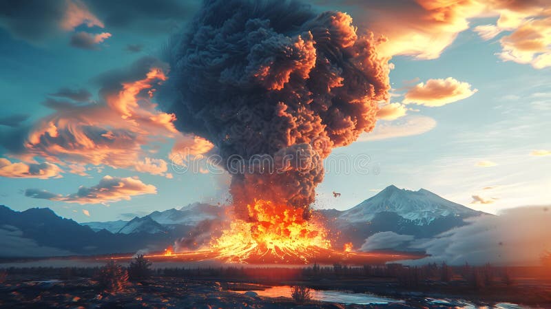 Volcanic Eruption 3D Illustration Stock Illustration - Illustration of ...