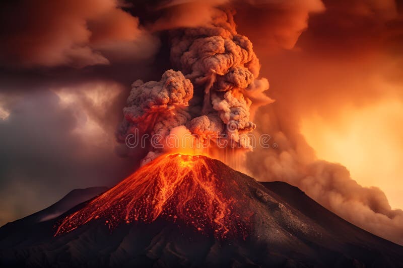Volcanic Eruption, Disaster, Natural Landscape , Generative Ai Stock ...