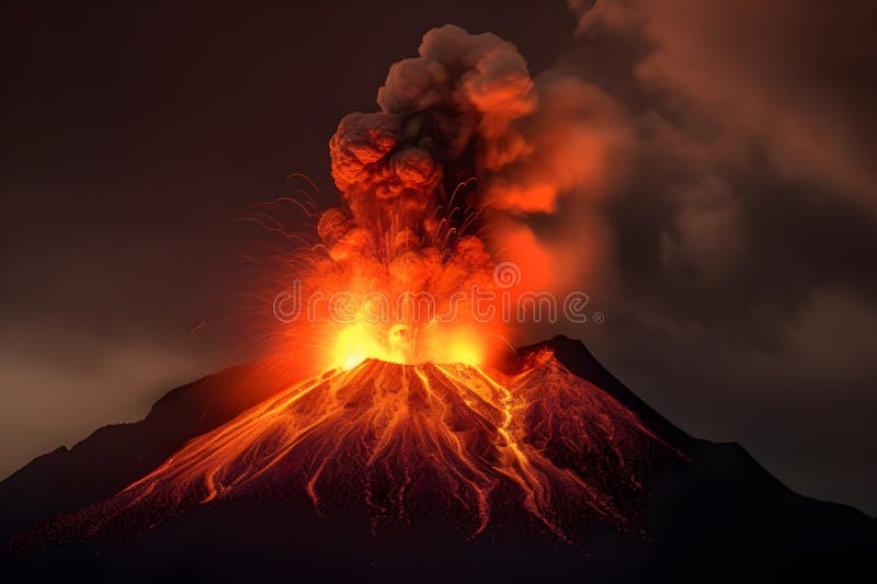 Volcanic Eruption, Disaster, Natural Landscape , Generative Ai Stock ...