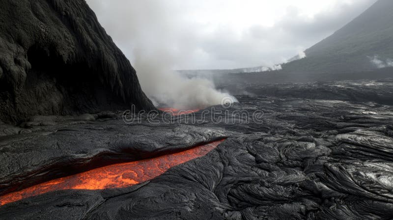 Volcanic Eruption: Dramatic Display of Lava Flowing from Active Volcano ...