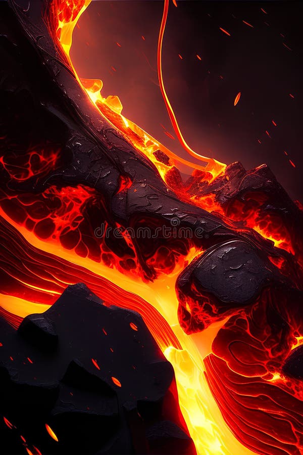 Volcanic Eruption. Fire and Lava. 3d Illustration Stock Illustration ...