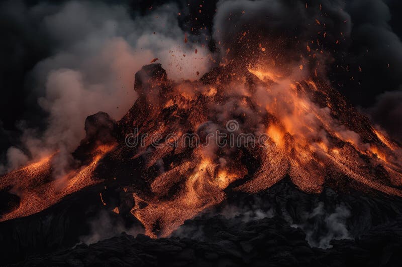 Volcanic Eruption in the Form of a Fiery Spectacle with Lava Rolling ... Volcanic Eruption in the Form of a Fiery Spectacle with Lava Rolling ...