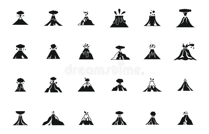 Volcanic Eruption Icons Set Simple Vector. Active Volcano Stock Vector ...