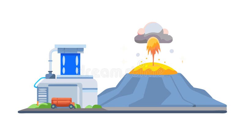 Volcanic Eruption or Industrial Release, Flat Design Vector, Vector ...