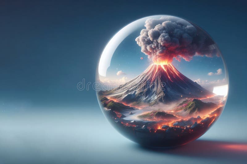 Volcanic Eruption Inside a Glass Ball. Space for Text. Stock Photo ...