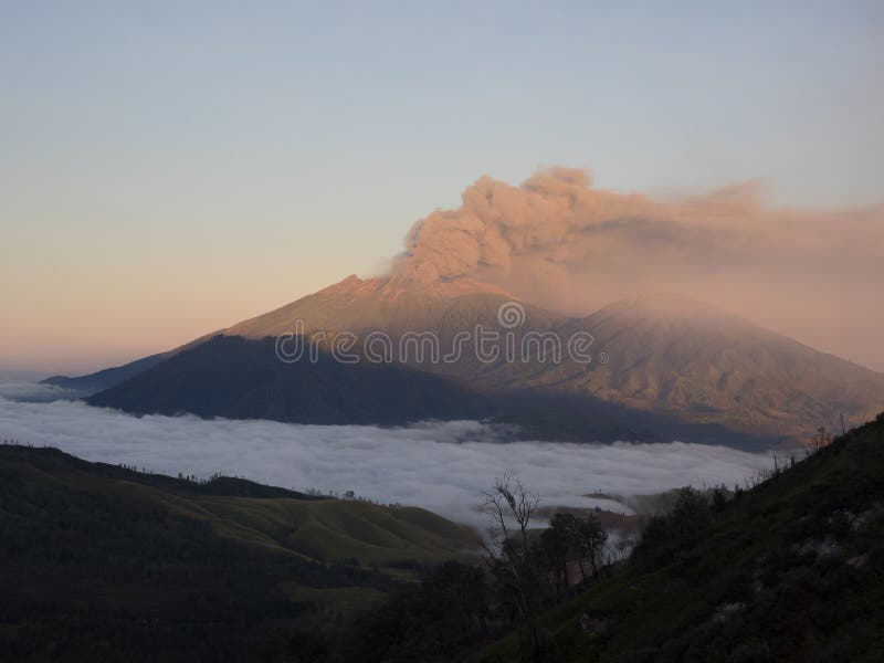 Volcanic eruption in java stock photo. Image of nature - 61709664