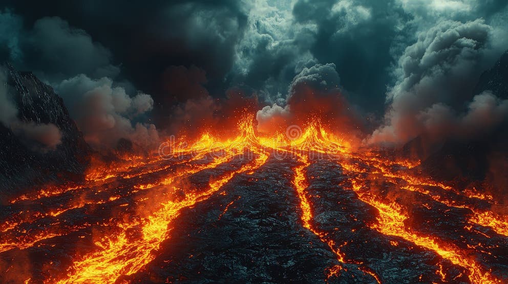 Volcanic Eruption Landscape Stock Photo - Image of geothermal ...