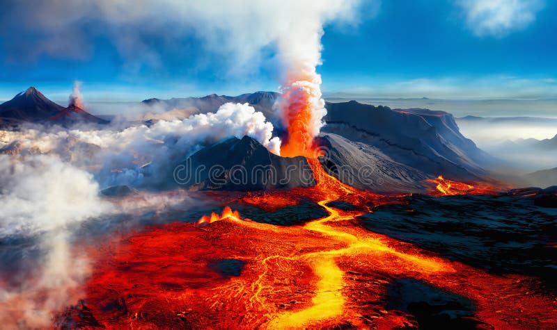 Volcanic Eruption at Sunrise. Bromo Volcano, Java Island, Indonesia ...