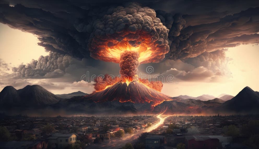 Volcanic Eruption. Created by Generative Artificial Intelligence Stock ...