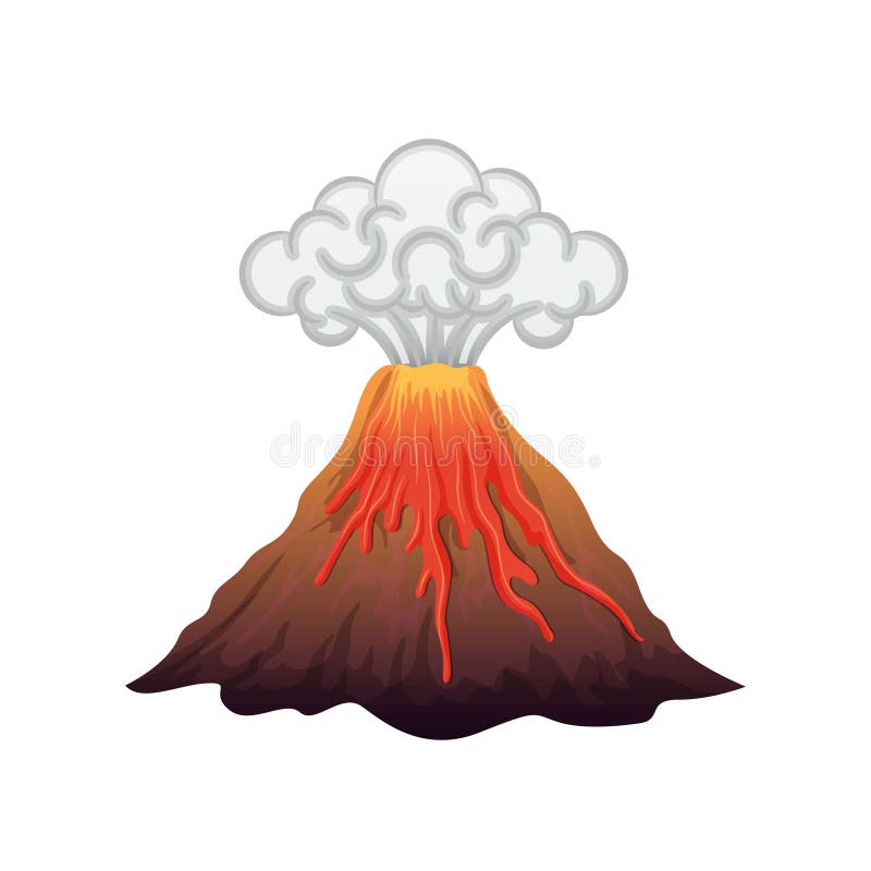 Volcanic Eruption with Lava and Smoke Vector Illustration Stock Vector ...