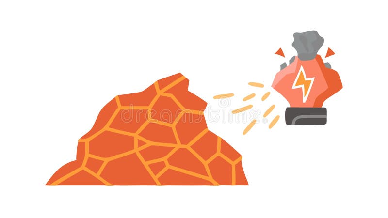 Volcanic Eruption with Lightning, Natural Power, Vector Design ...