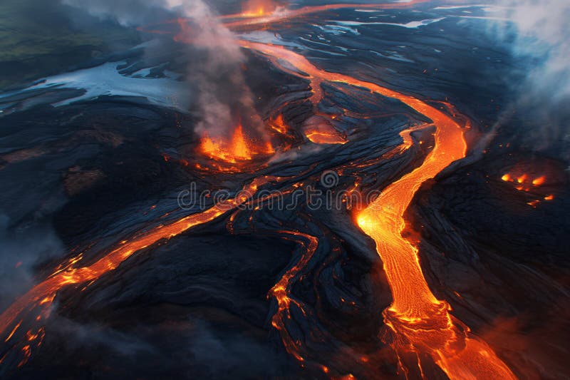 Volcanic Eruption Process. Landscape of Volcano with Exploding and ...