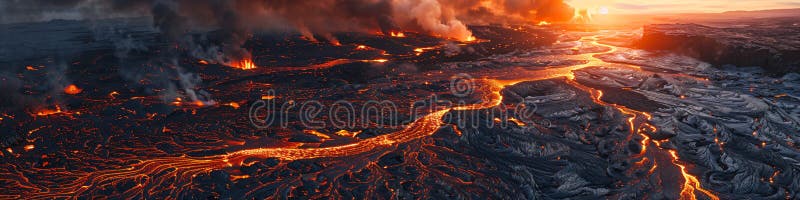 Volcanic Eruption Process. Landscape of Volcano with Exploding and ...
