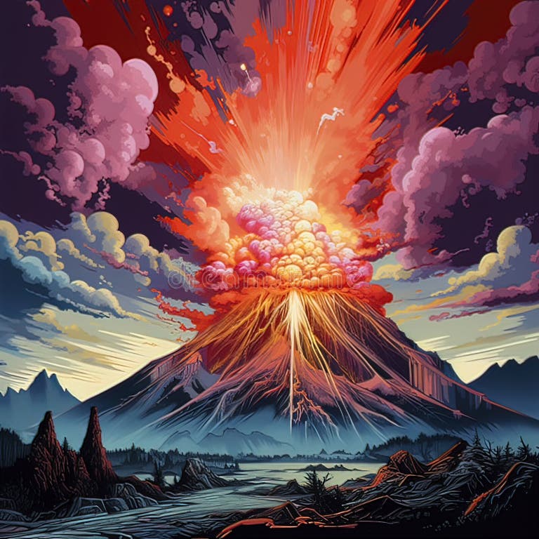 Volcanic Eruption and Smoke, Generative AI Stock Illustration ...
