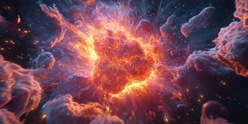 Volcanic Eruption in Space stock image. Image of vivid - 364294467