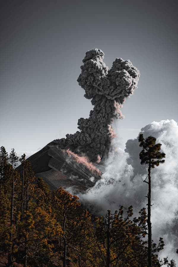 Volcanic Eruption with Towering Ash Clouds. Stock Image - Image of lava, earth: 358838229