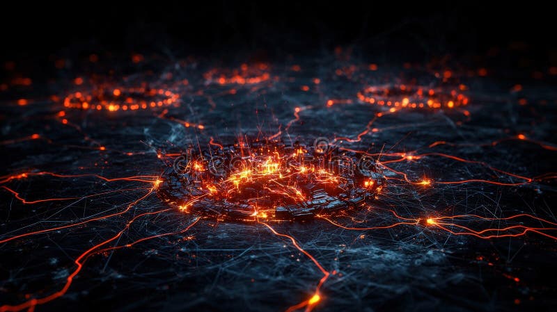 Volcanic Eruptions and Lava Flow Patterns Abstract Digital Art Dark ...