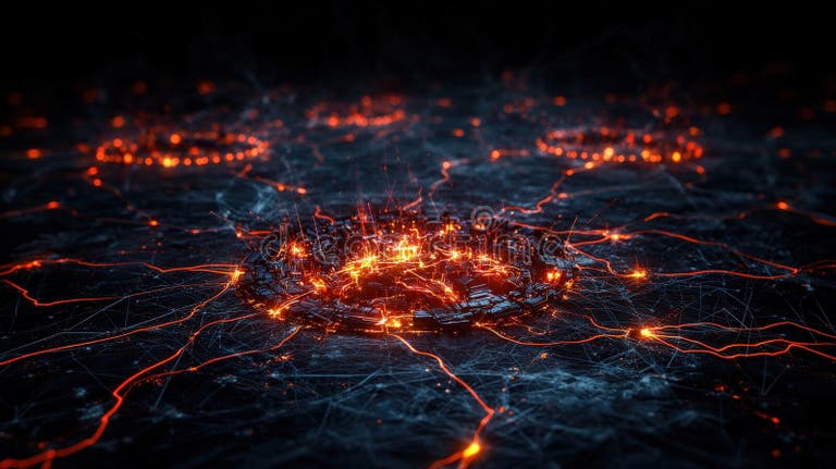 Volcanic Eruptions and Lava Flow Patterns Abstract Digital Art Dark ...