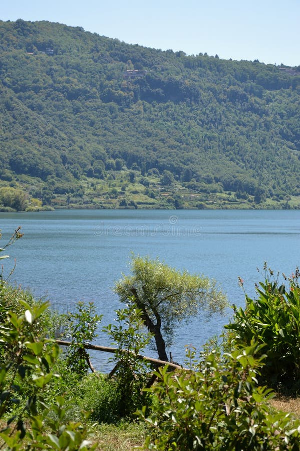 Lake Nemi And Buildings Of The Town Of Nemi, In The Alban Hills South ...