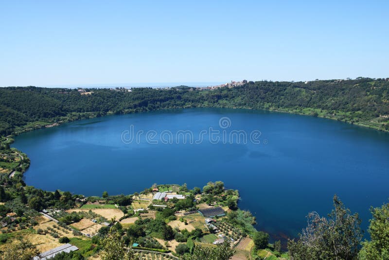 Volcanic Lake of Nemi Near Rome Stock Photo - Image of europe, italian ...
